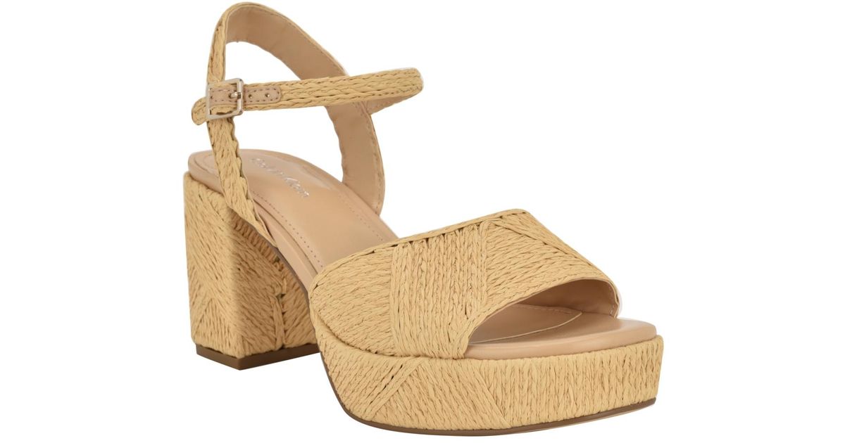 Calvin Klein Lessia Square Toe Dress Sandals in Metallic | Lyst