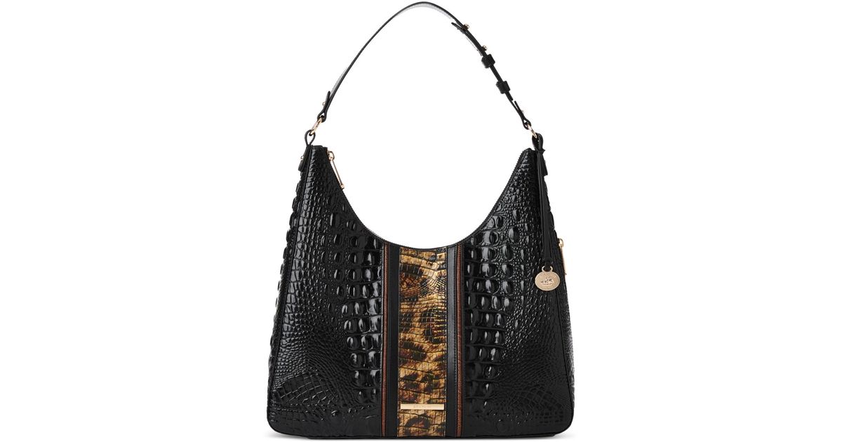 Brahmin Tabitha Kairos Embossed Leather Shoulder Bag in Black | Lyst