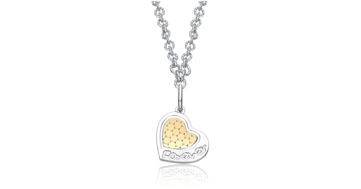 Rachel Glauber Forever Embrace Two-tone Heart Pendant in Metallic | Lyst