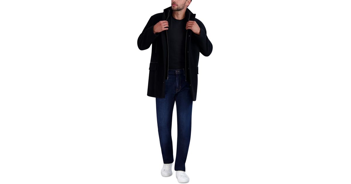 Cole Haan Heavy Plush Car Coat in Blue for Men | Lyst