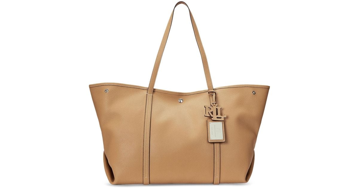 Ralph Lauren Pebbled Leather Extra-large Emerie Tote Bag in Brown | Lyst
