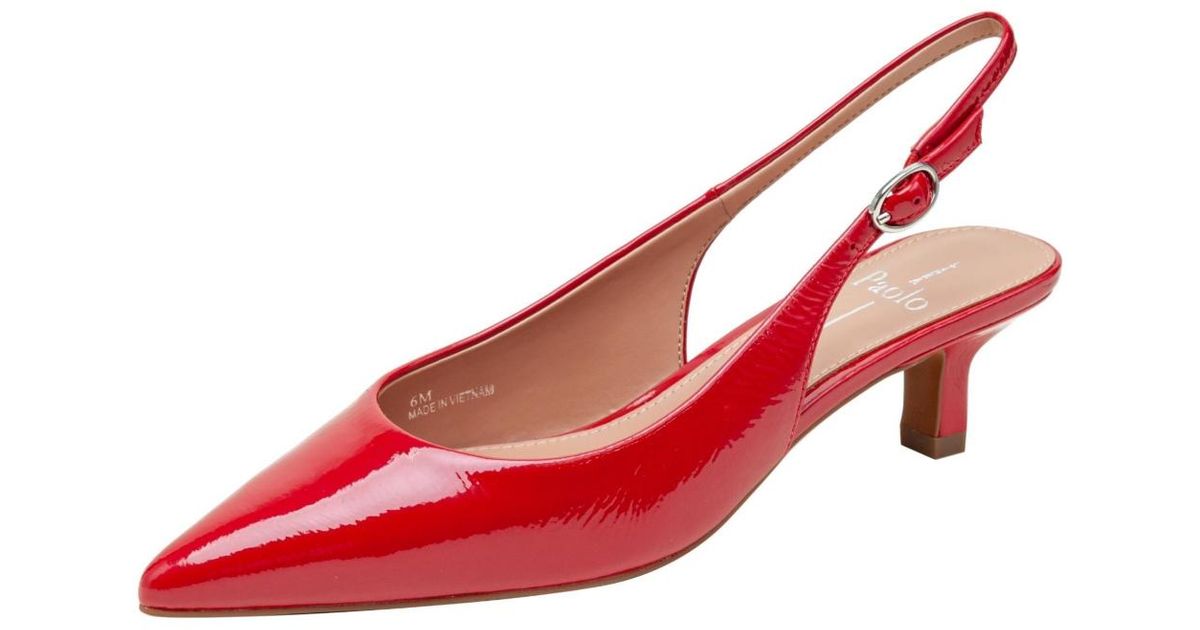Linea Paolo Cecil Slingback Kitten Heel Pumps in Red | Lyst