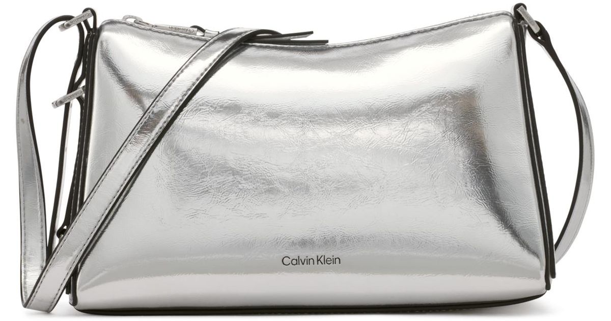 Calvin Klein Mandy Metallic Top Zipper Crossbody | Lyst