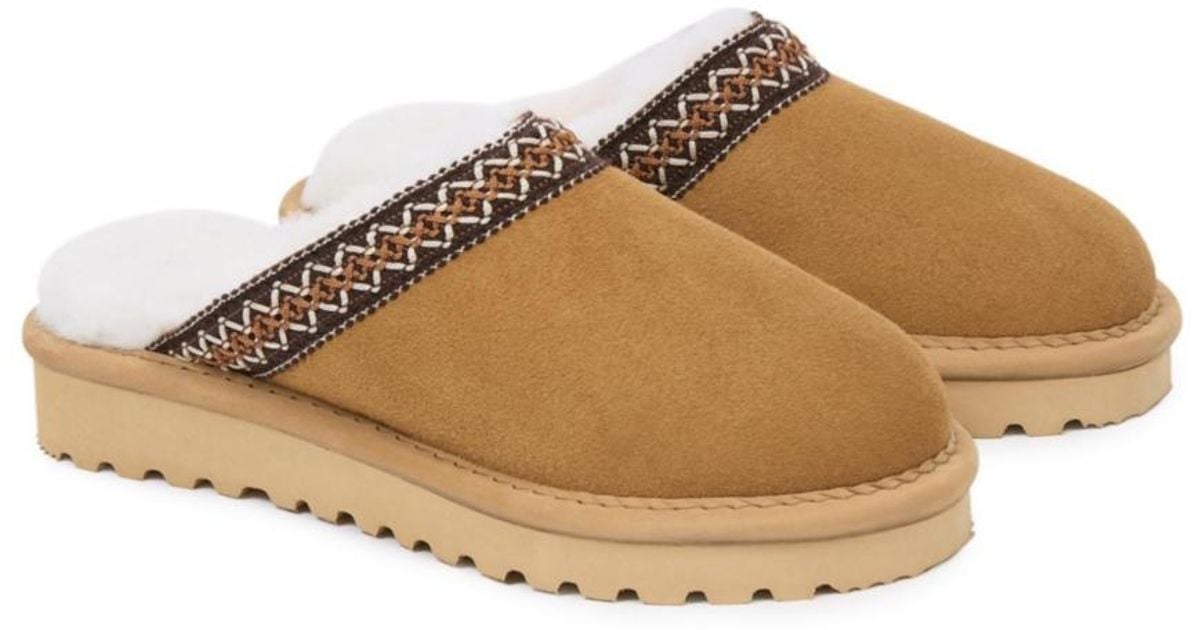 Celtic & Co. Braid Trim Sheepskin Shearling Clog in Brown | Lyst