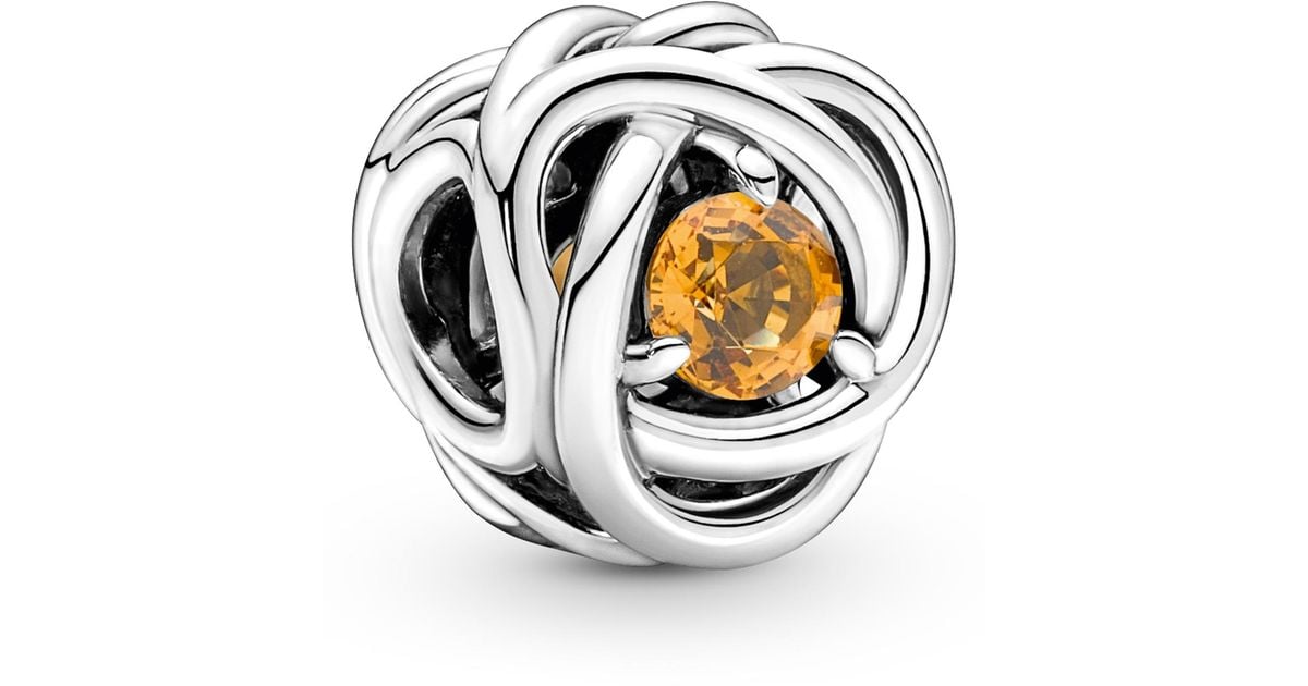 PANDORA Crystals November Honey Eternity Circle Charm in Metallic | Lyst