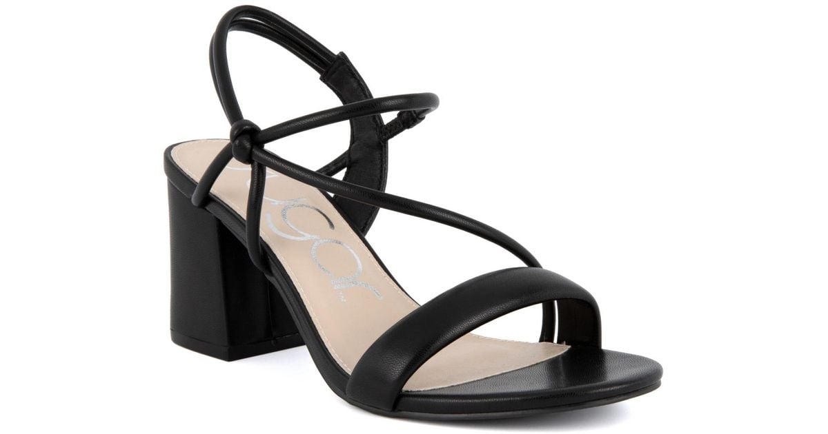 Sugar Neeve 2 Open Toe Strappy Block Heel Dress Sandals in Black | Lyst