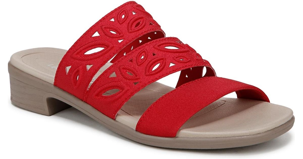 Bzees Poppy Washable Block Heel Slide Sandals in Red | Lyst