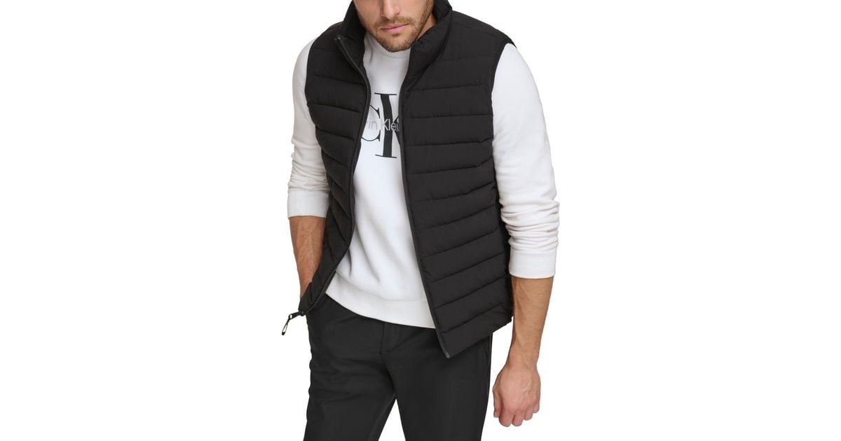 Calvin Klein Stretch Puffer Vest in Black for Men | Lyst