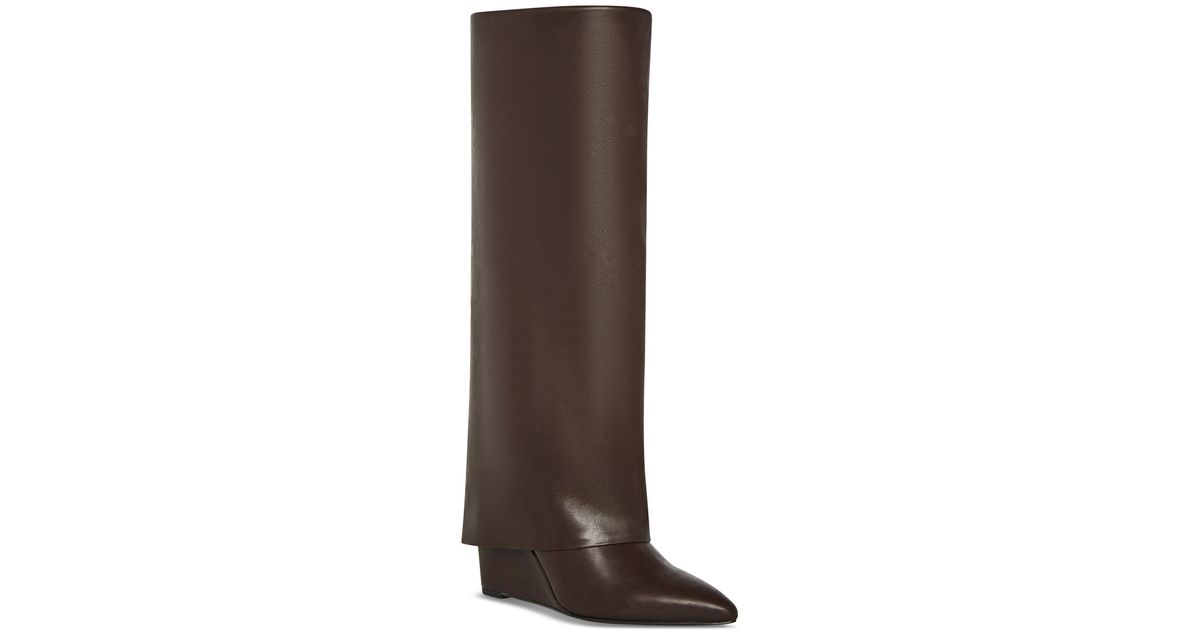 Madden Girl Evander Wide-calf Fold-over Cuffed Knee High Wedge Dress ...