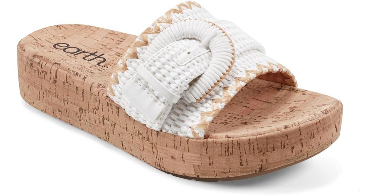 Earth Samsy Platform Slide Sandals in White | Lyst