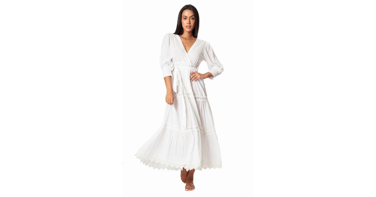 La Moda Clothing Maxi Wrap Dress in White | Lyst