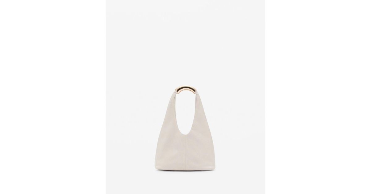 Mango Metal Handle Handbag in White | Lyst