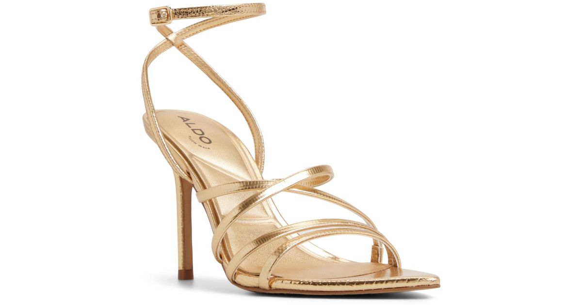 ALDO Solania Strappy Heeled Dress Sandals in Metallic | Lyst