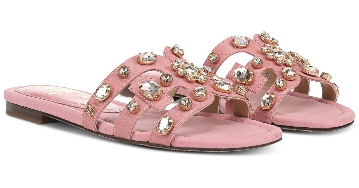 Sam Edelman Bay Ray Slide Flat Sandals in Pink | Lyst