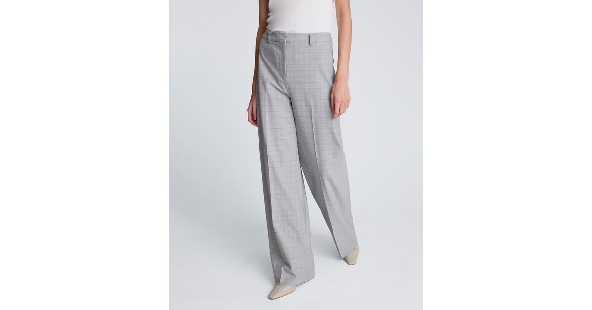 Kenneth Cole Fly Front High-rise Boyfriend Pants in Gray | Lyst