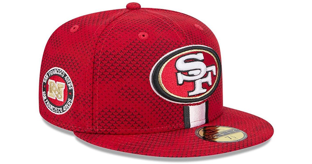 KTZ San Francisco 49ers 2024 Sideline 59fifty Fitted Hat in Red for Men ...
