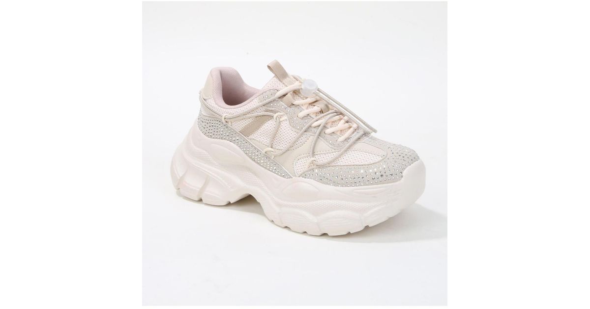 BERNESS Rosa Rhinestone Mesh Sneakers in White | Lyst