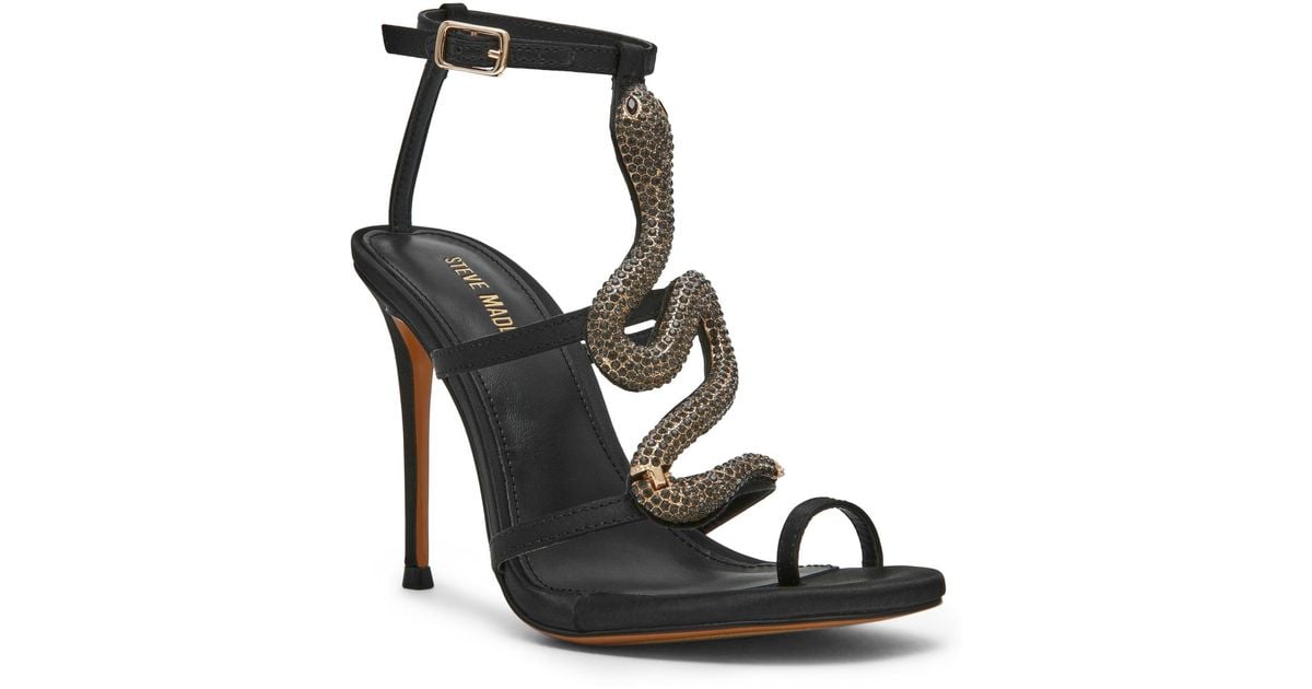 Steve Madden Python Embellished T-strap Stiletto Heel Dress Sandals in ...