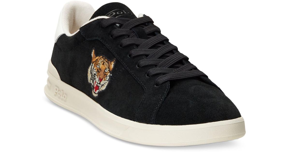 Polo Ralph Lauren Heritage Court Ii Tiger Suede Sneaker in Black for ...