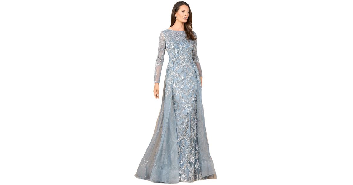 Lara Long Sleeve Gown in Blue | Lyst