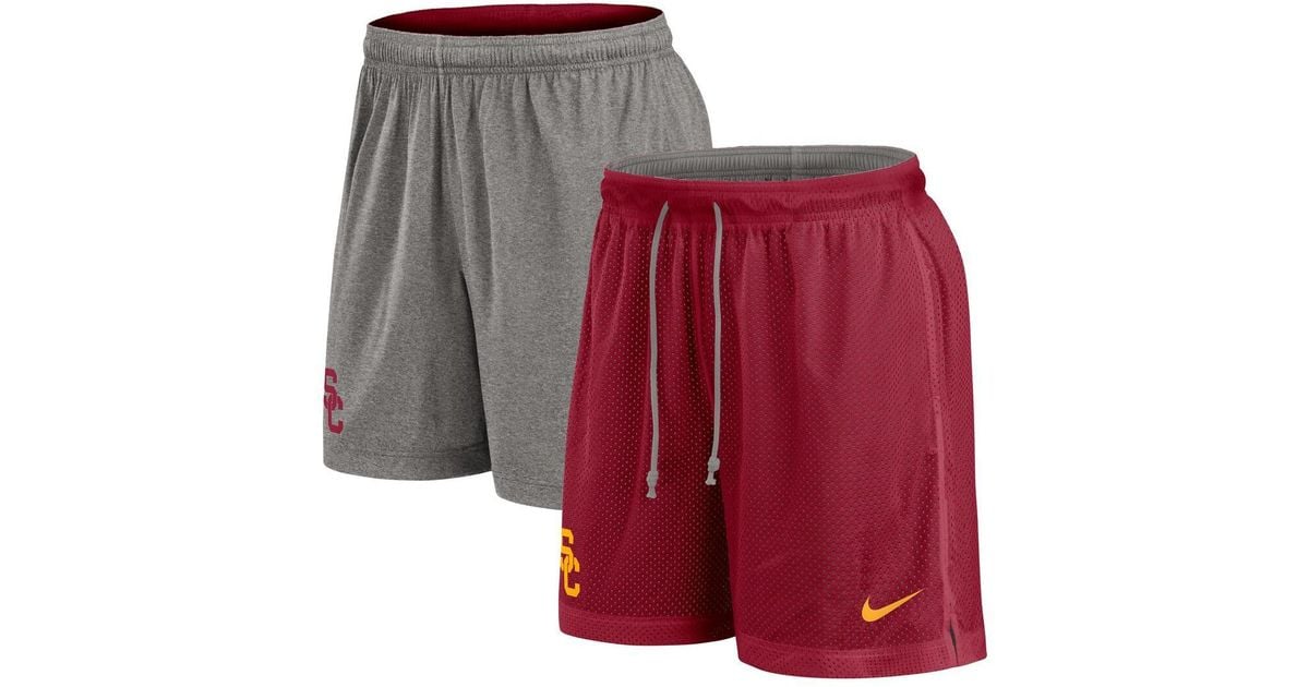 Nike Cardinal/heather Gray Usc Trojans Player Reversible Shorts in Red ...