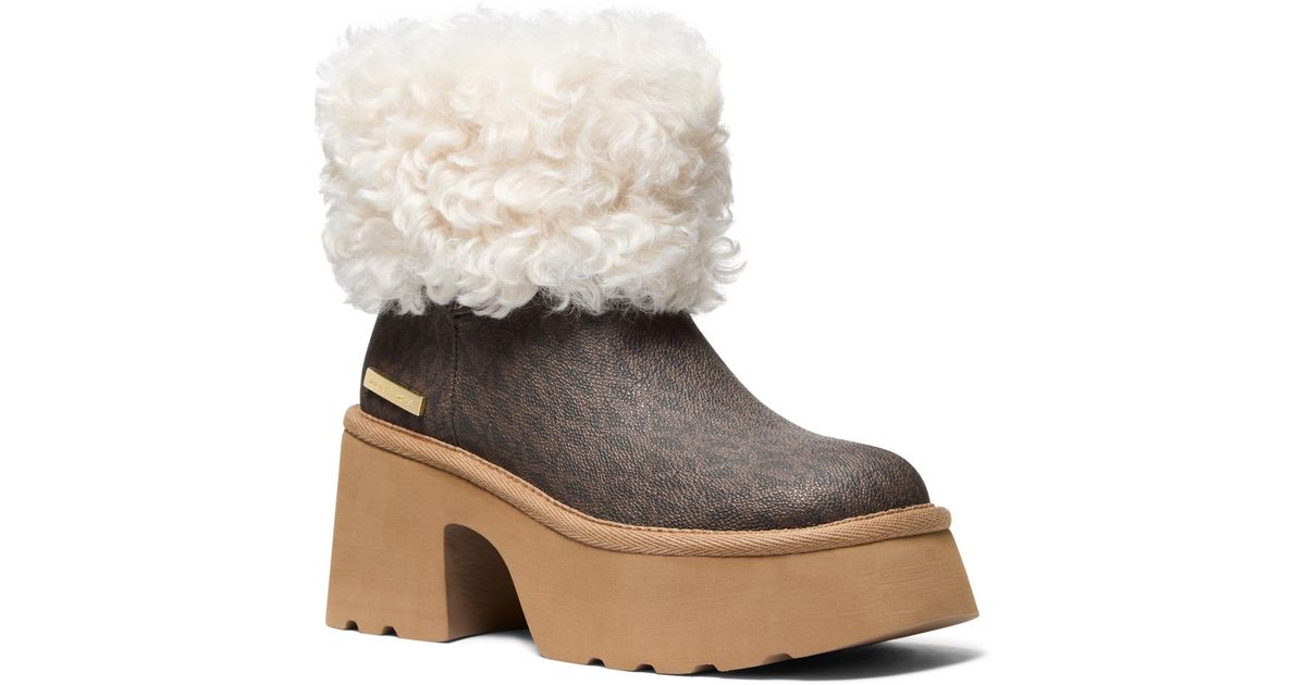 Michael Kors Michael Delilah Block Heel Booties in Natural | Lyst