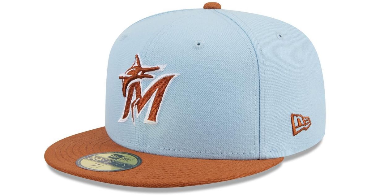 KTZ Light Blue/brown Miami Marlins Spring Color Basic Two-tone 59fifty ...