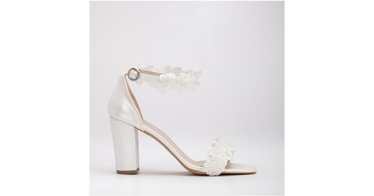 Forever & Always Shoes Dede Lace Bridal High Heel Sandals in White | Lyst