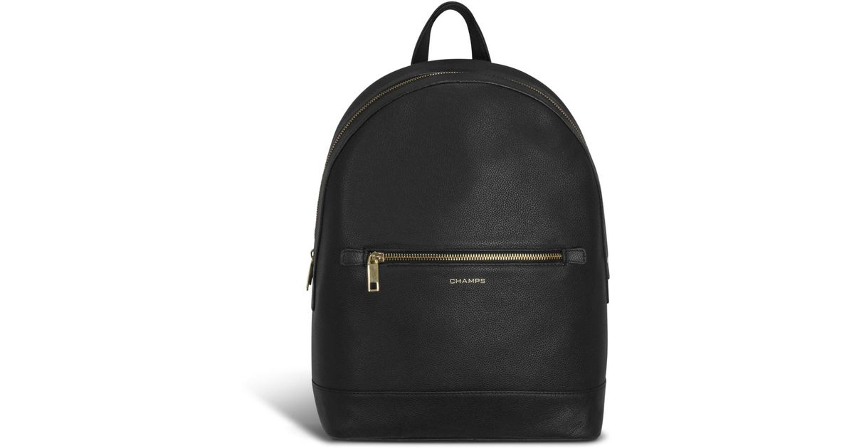 CHAMPS Leather Backpack in Black | Lyst