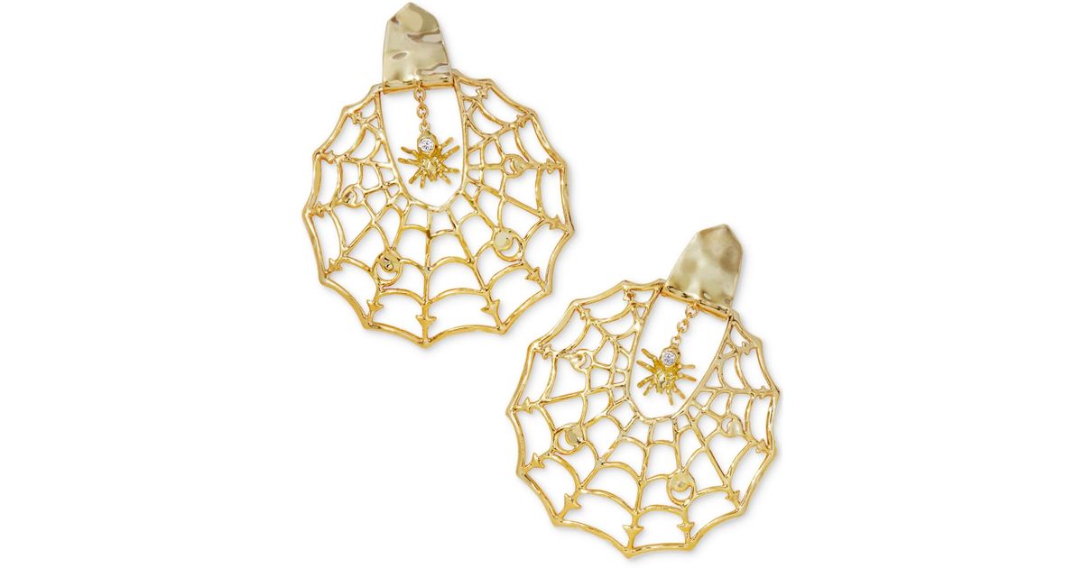 Kendra Scott Gold-tone Spider Web Statement Earrings in Metallic | Lyst