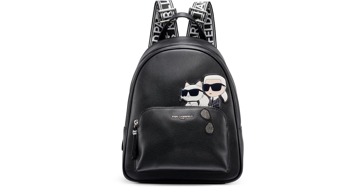 KARL LAGERFELD Paris Khole Backpack With Choupette And Logo in Black | Lyst