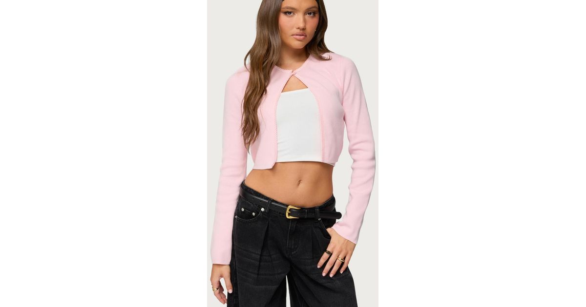 Edikted Jayne Split Front Knit Cardigan in White | Lyst