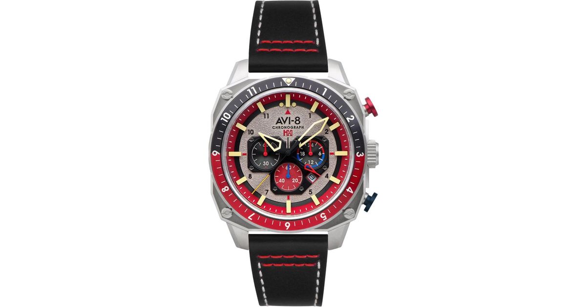 AVI-8 Hawker Hunter Atlas Dual-time Chronograph Black Leather Strap ...