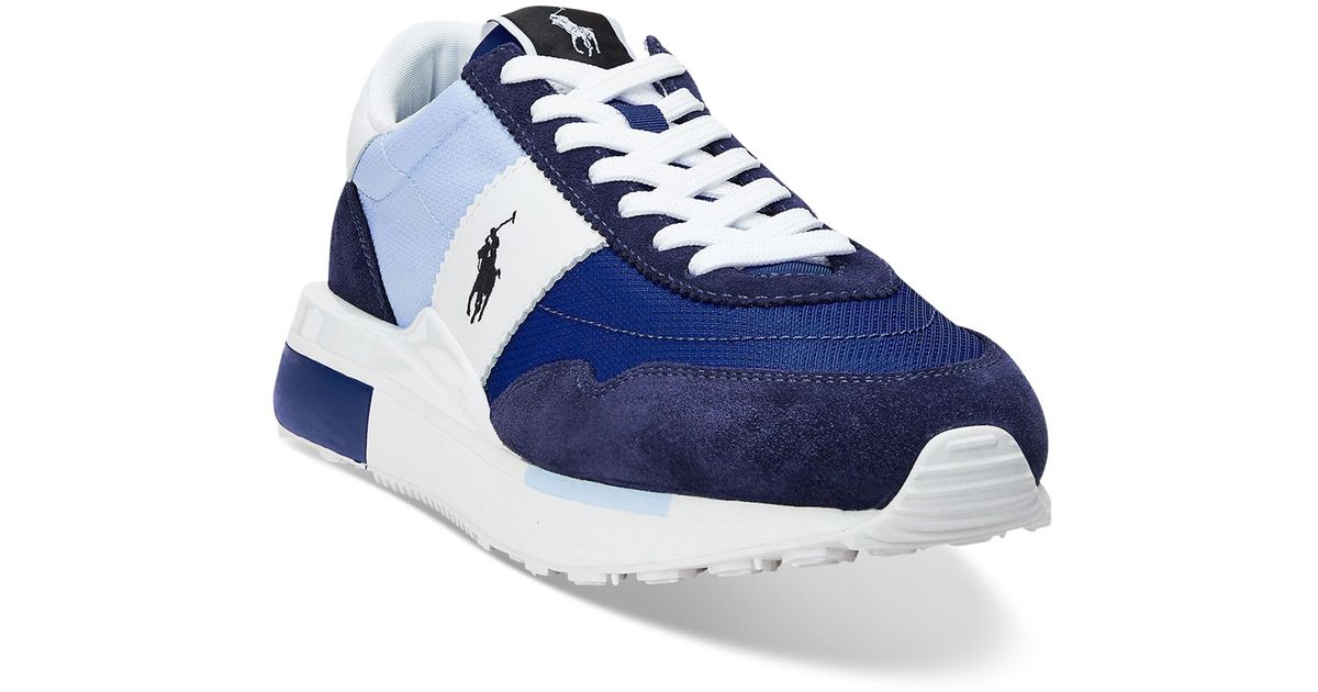 Polo Ralph Lauren Train 89 Suede & Oxford Sneaker in Blue for Men | Lyst