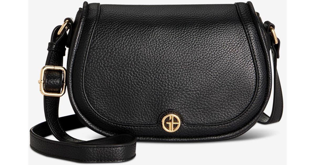 Giani Bernini Pebbled Small Saddle Crossbody in Black | Lyst