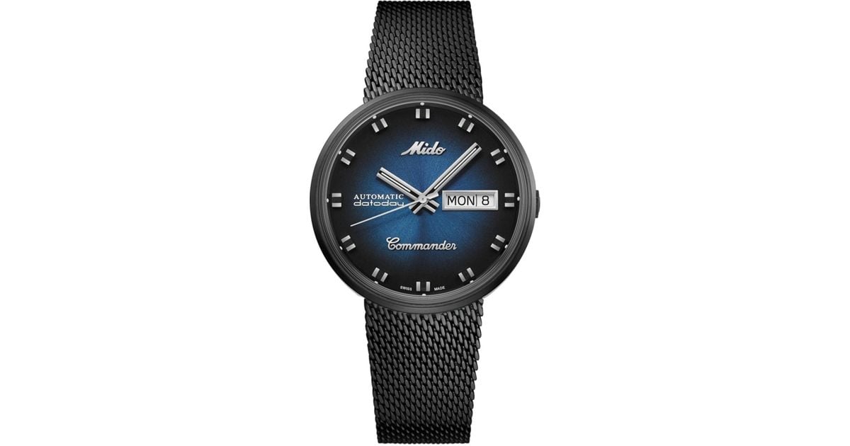 MIDO Swiss Automatic Commander Shade Pvd Stainless Steel Mesh Bracelet ...