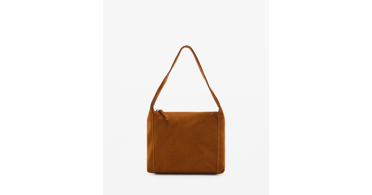Mango Suede Shoulder Bag in Brown | Lyst