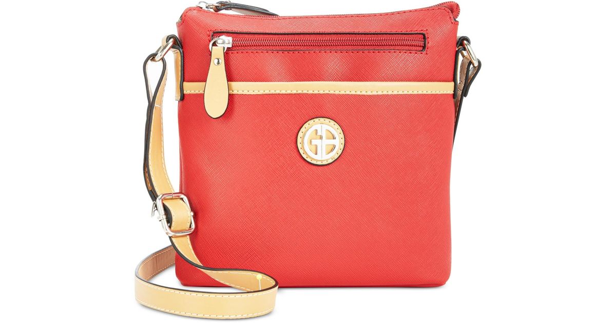 Giani Bernini Saffiano North South Crossbody in Red | Lyst