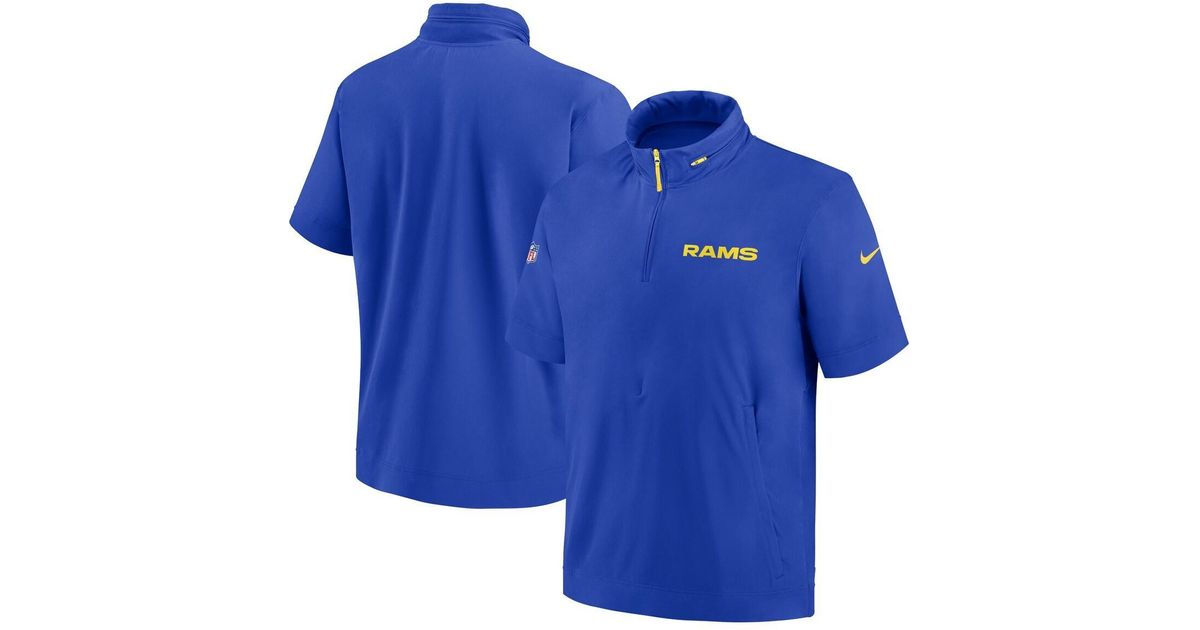 Nike Royal Los Angeles Rams 2024 Sideline Coach Short Sleeve Half-zip ...