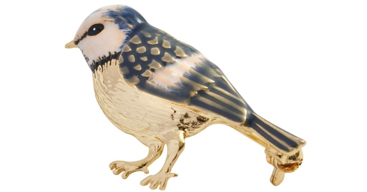 Fable England Enamel Blue Brooch in Metallic | Lyst