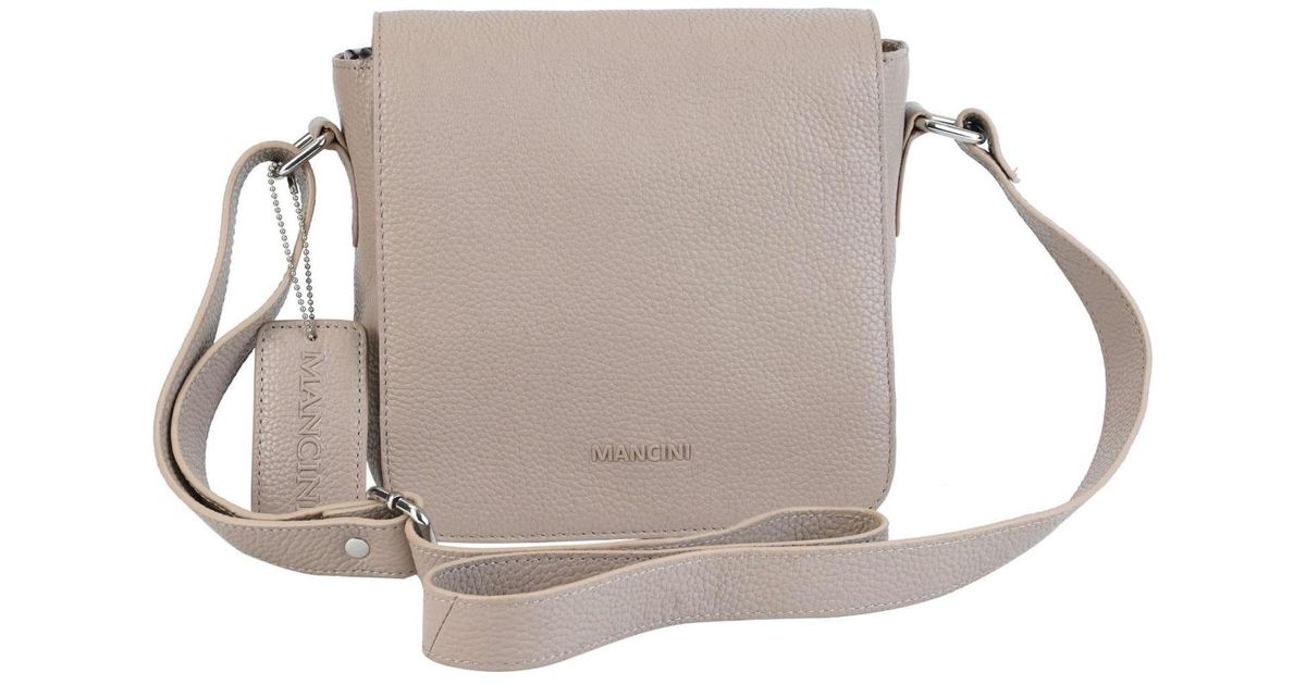 Mancini Pebbled Collection Page Leather Crossbody Bag in Gray | Lyst