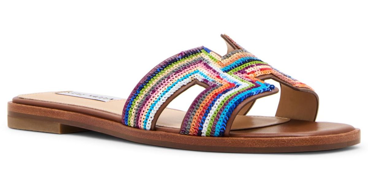 Steve Madden Hadyn-s Square-toe Slide Sandals in Brown | Lyst
