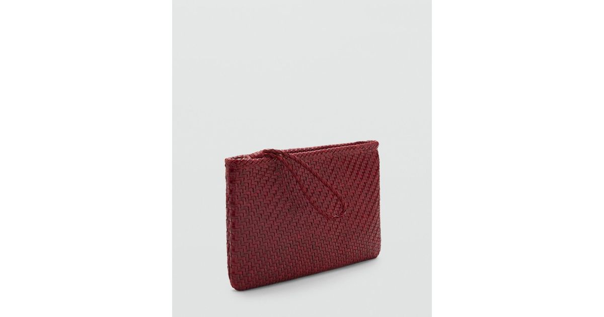Mango Braided Leather Clutch in Red | Lyst