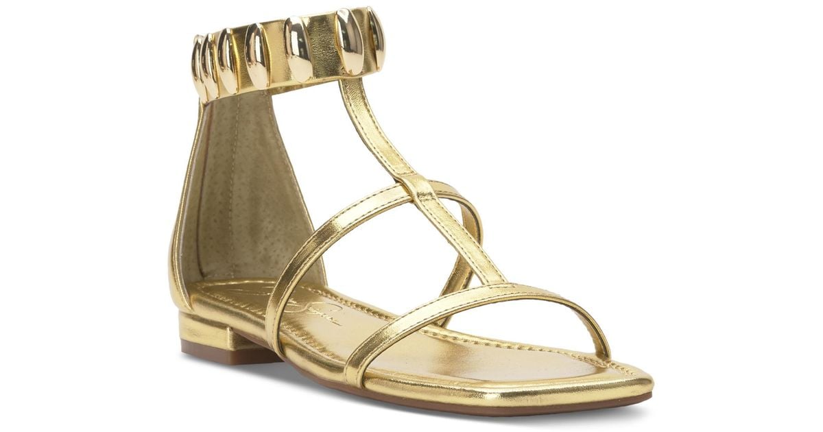 Jessica Simpson Elusta Studded Gladiator Sandals in Metallic | Lyst