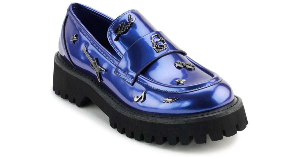 Karl Lagerfeld Gaston Rocker Lug Sole Loafer in Blue | Lyst