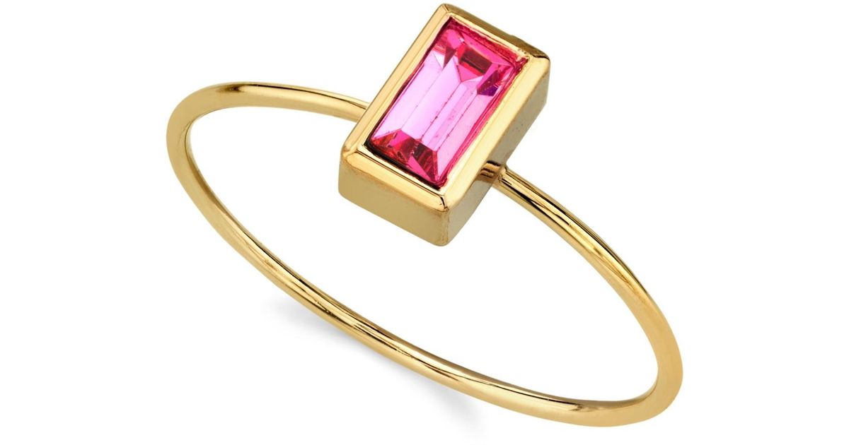 2028 14k Gold-tone Rectangle Crystal Ring in Pink | Lyst