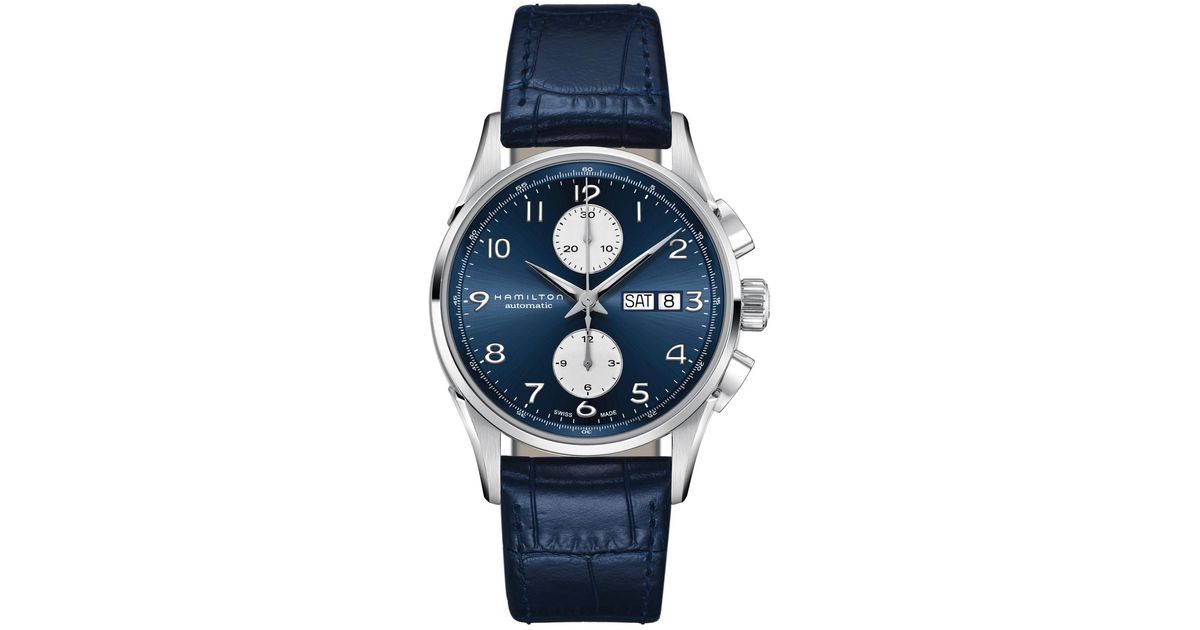 Hamilton Swiss Automatic Jazzmaster Maestro Blue Leather Strap Watch ...