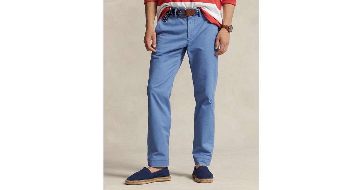 Polo Ralph Lauren Straight-fit Washed Stretch Chino Pants in Blue for Men | Lyst
