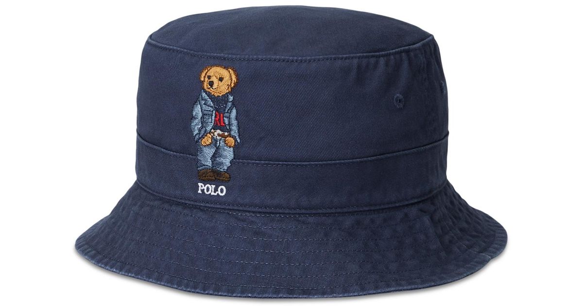 Polo Ralph Lauren Polo Bear Twill Bucket Hat in Blue for Men | Lyst