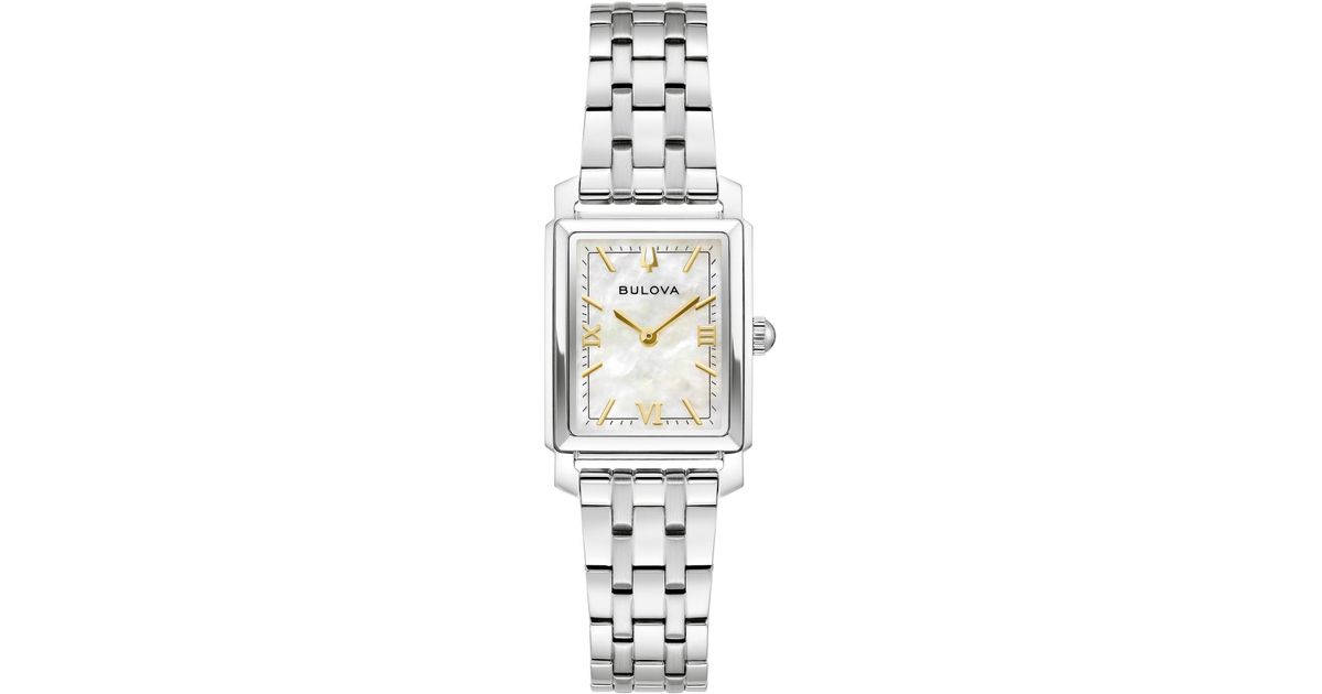 Bulova Exclusive Classic Sutton Stainless Steel Bracelet Watch in White ...